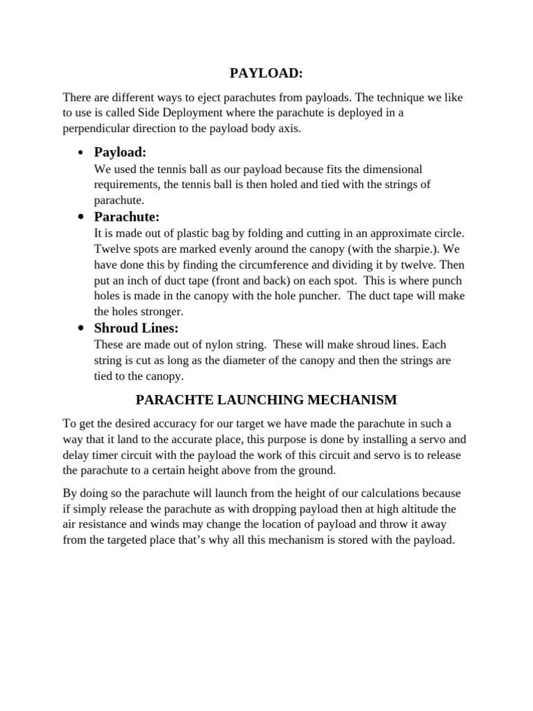 Parachute Release Mechanism Overview | PDF