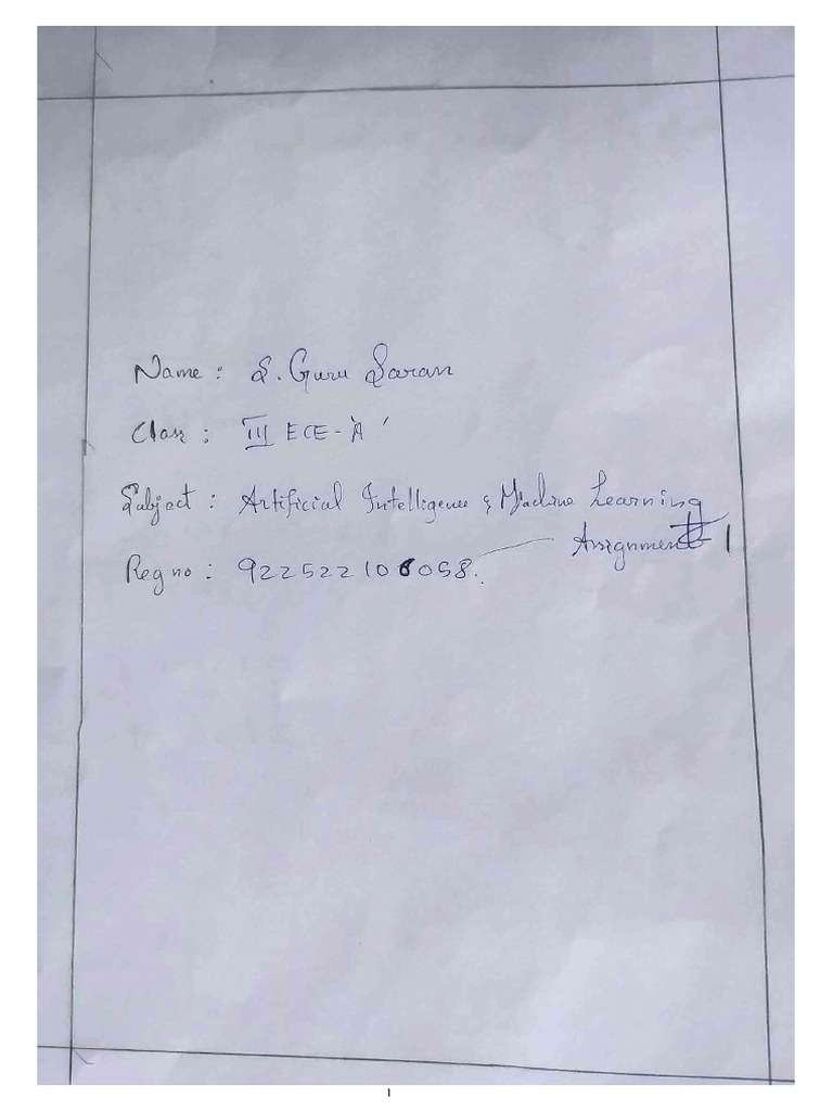 Aiml Assignment 1 | PDF