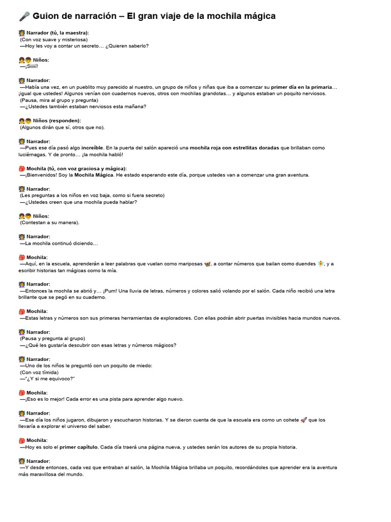 Mochila Mágica: Aventura Escolar | PDF
