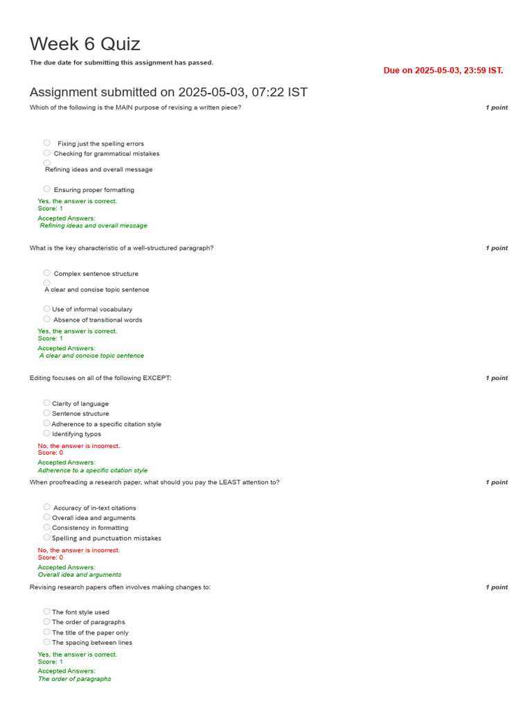 Week 6 - Mastery in Revising, Editing and Proofreading | PDF ...