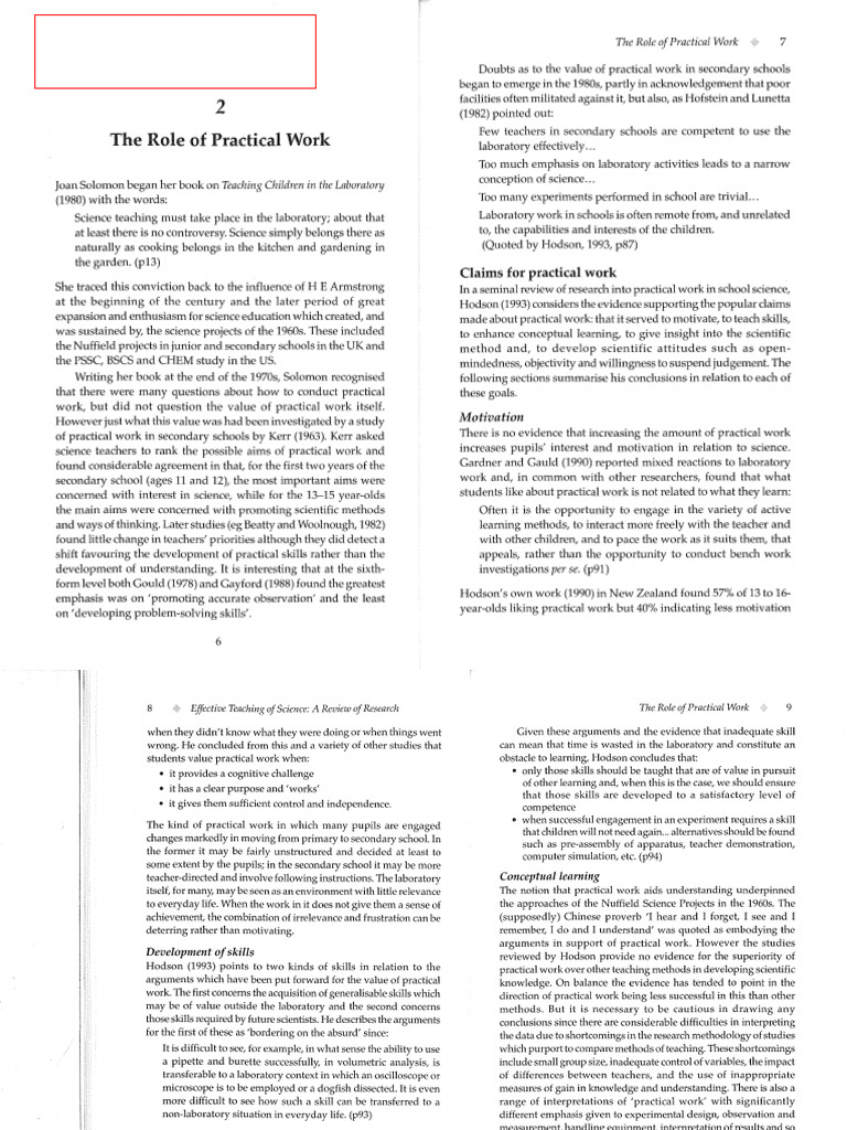 Importance of Practical Work in Science | PDF | Science | Teachers