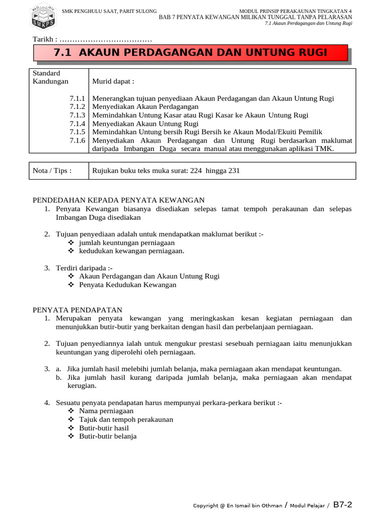 7.1 Akaun Perdagangan Dan Untung Rugi | PDF