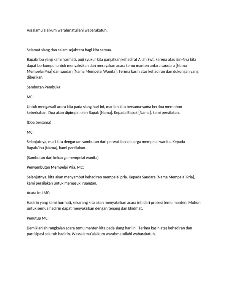 Teks MC Temu Manten Umum-WPS Office | PDF