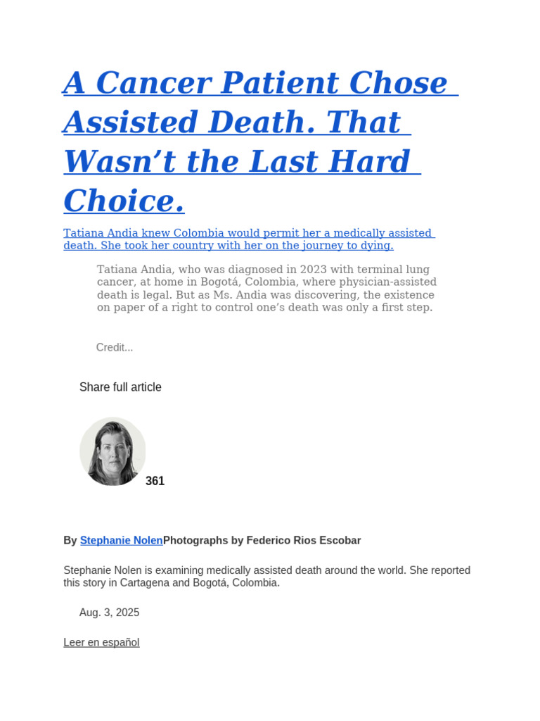 Cancer Patient's Journey to Assisted Death | PDF | Terminal Illness ...