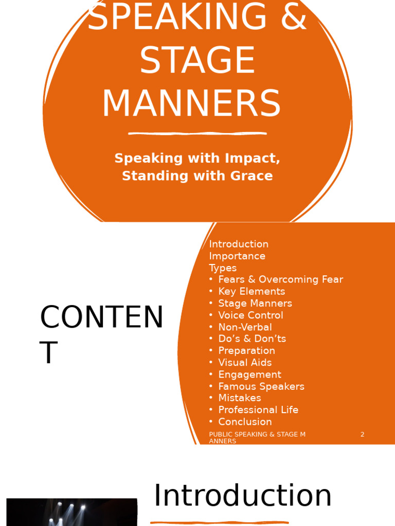Mastering Stage Manners in Public Speaking | PDF | Public Speaking ...