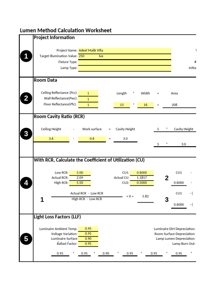 Lumen Method Worksheet SI v2 | PDF | Light | Lighting