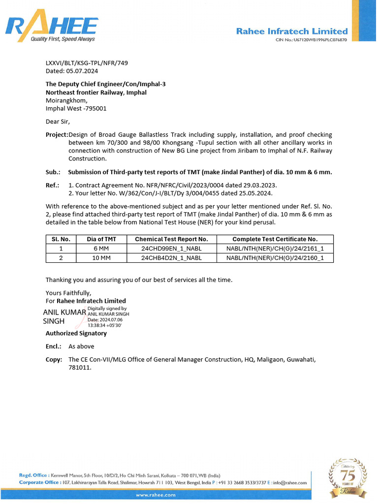 Third-Party Test Reports for TMT Bars | PDF