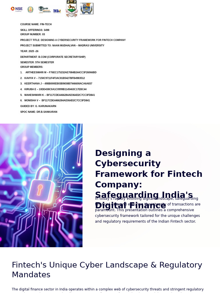 Cybersecurity Framework for Fintech | PDF | Security | Computer Security