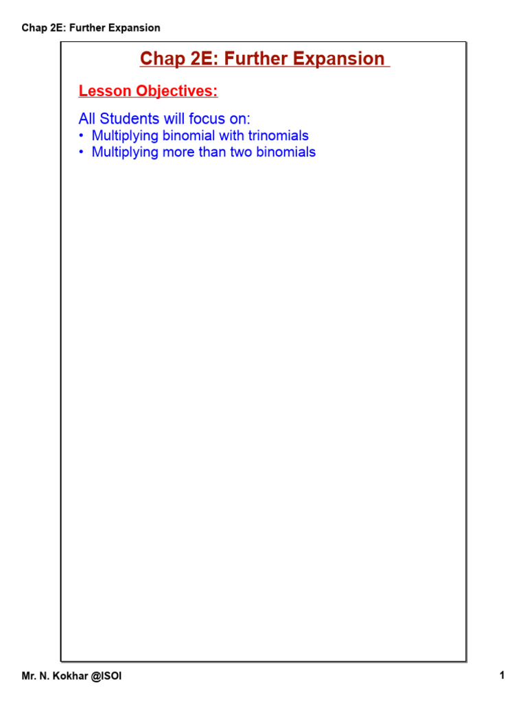 Multiplying Binomials and Trinomials | PDF