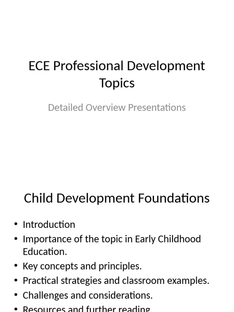 ECE Professional Development Topics | PDF | Early Childhood Education ...