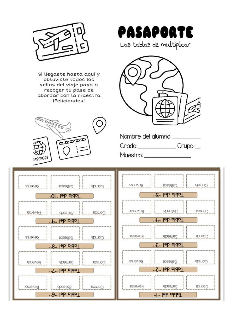 Pasaporte Tablas de Multiplicar | PDF
