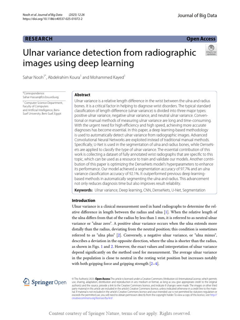 Ulnar Variance Detection From Radiographic Images | PDF | Deep Learning