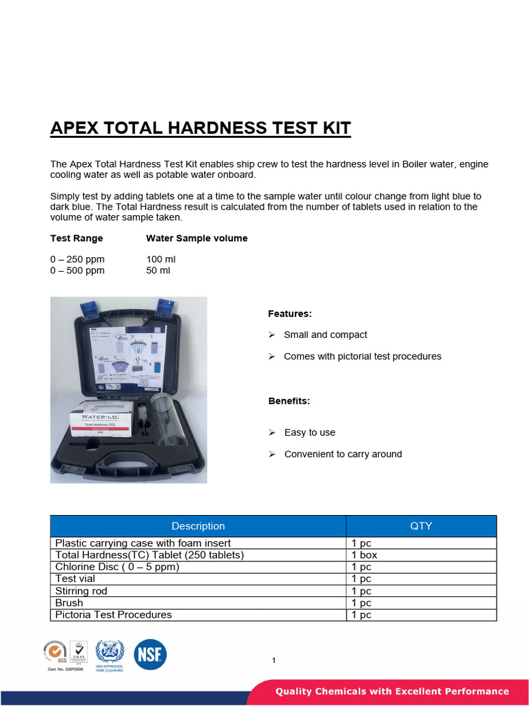 Total Hardness Test Kit - PDS | PDF