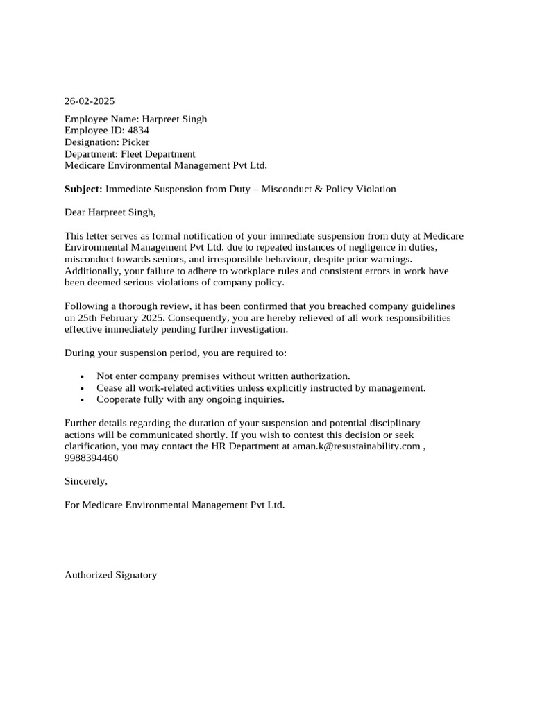 Suspension Notice | PDF
