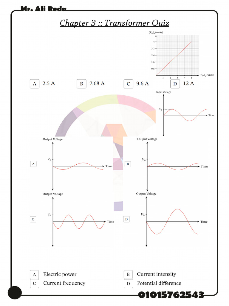 Chapter 3 - Transformer Quiz | PDF | Transformer | Inductor