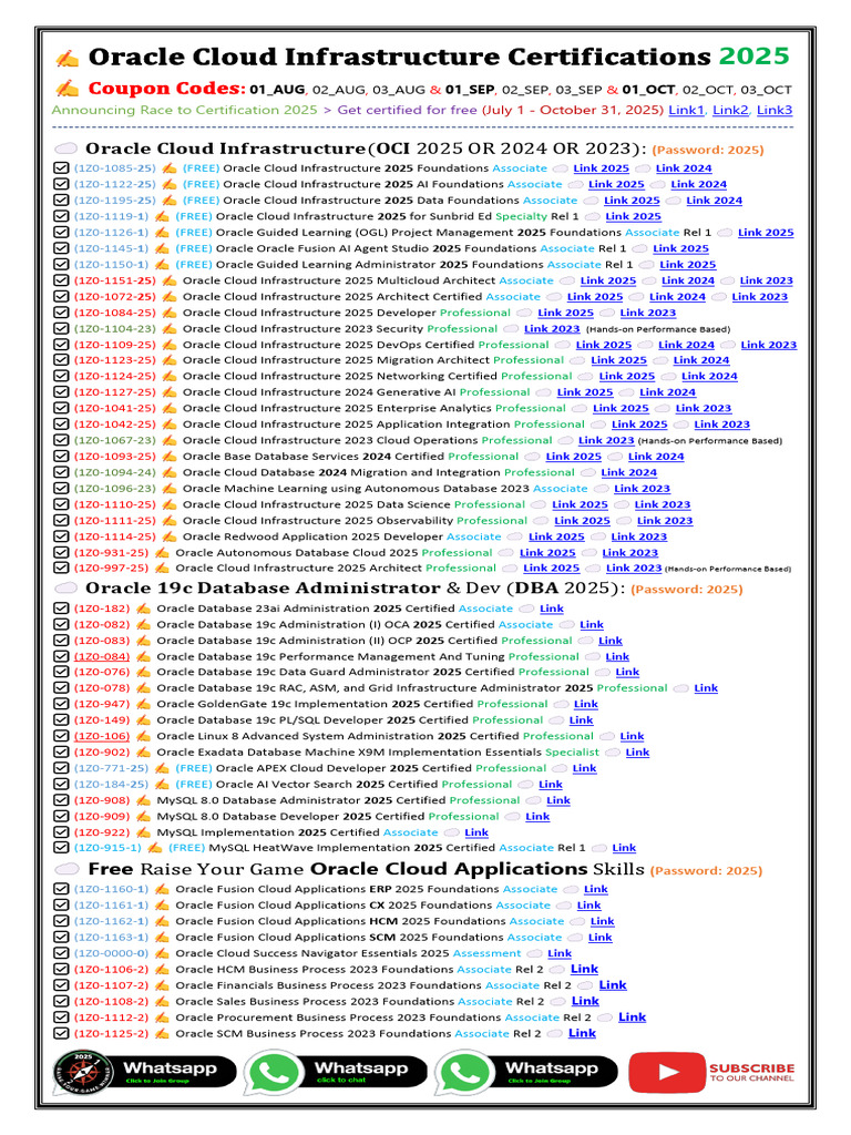 Oracle Cloud Certifications 2025 Guide | PDF | Oracle Corporation ...