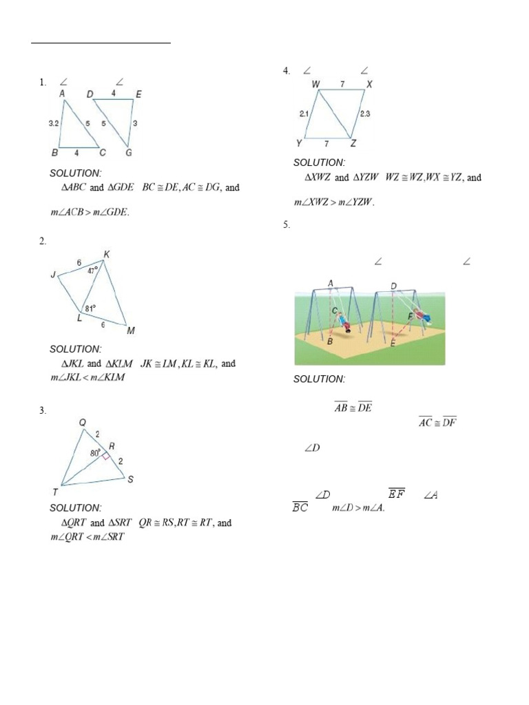 Inequalities in Two Triangles Explained | PDF | Triangle | Mathematical ...