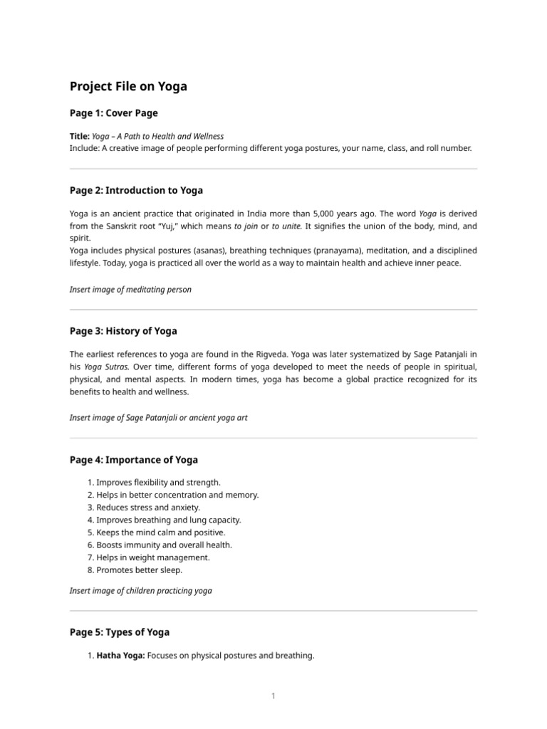 Class 12 Yoga Project Overview | PDF | Yoga | Asana