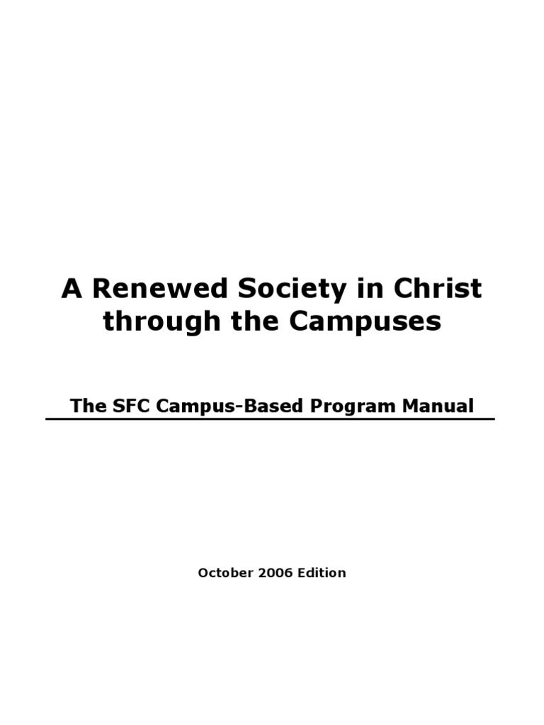 SFC Campus Based Manual | PDF | Prayer | Jesus