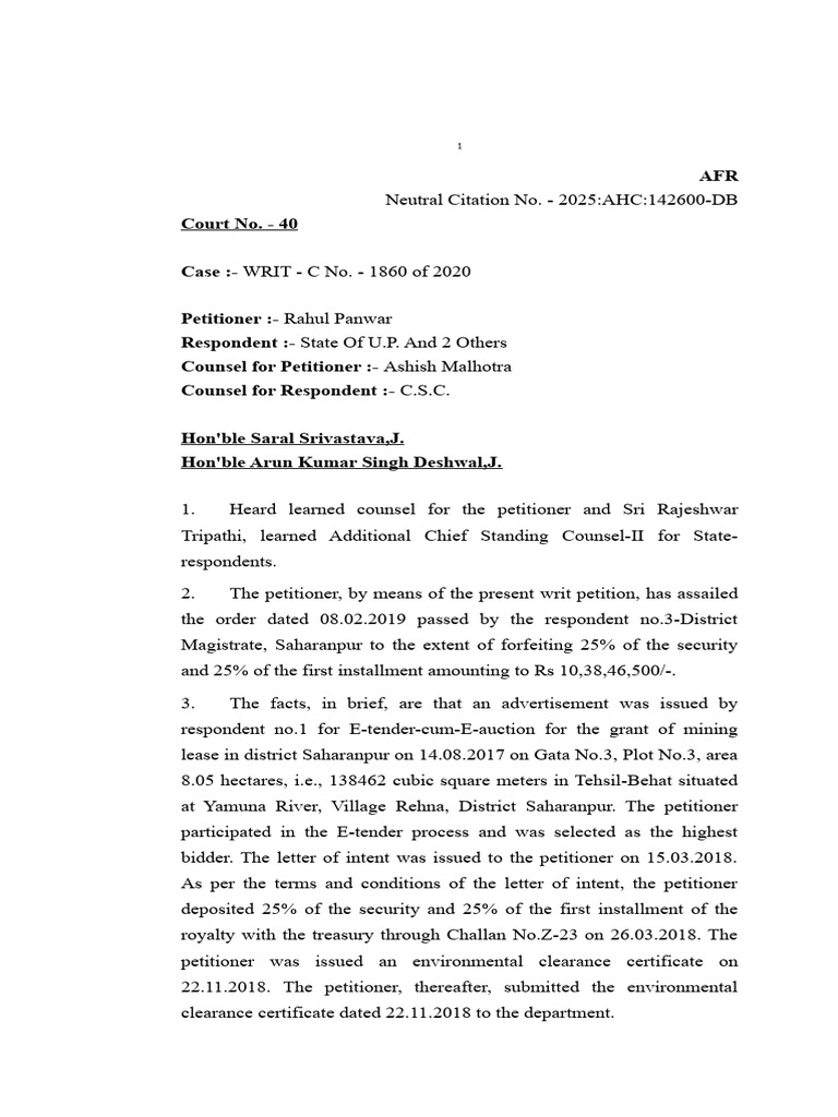 Writ - C 1860 - 2020 (20-08-2025) | PDF | Environmental Impact ...