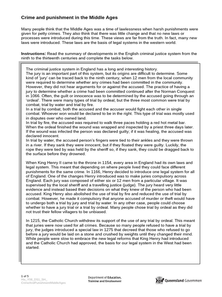 Crime & Punishement - Worksheet | PDF | Trials | Crimes