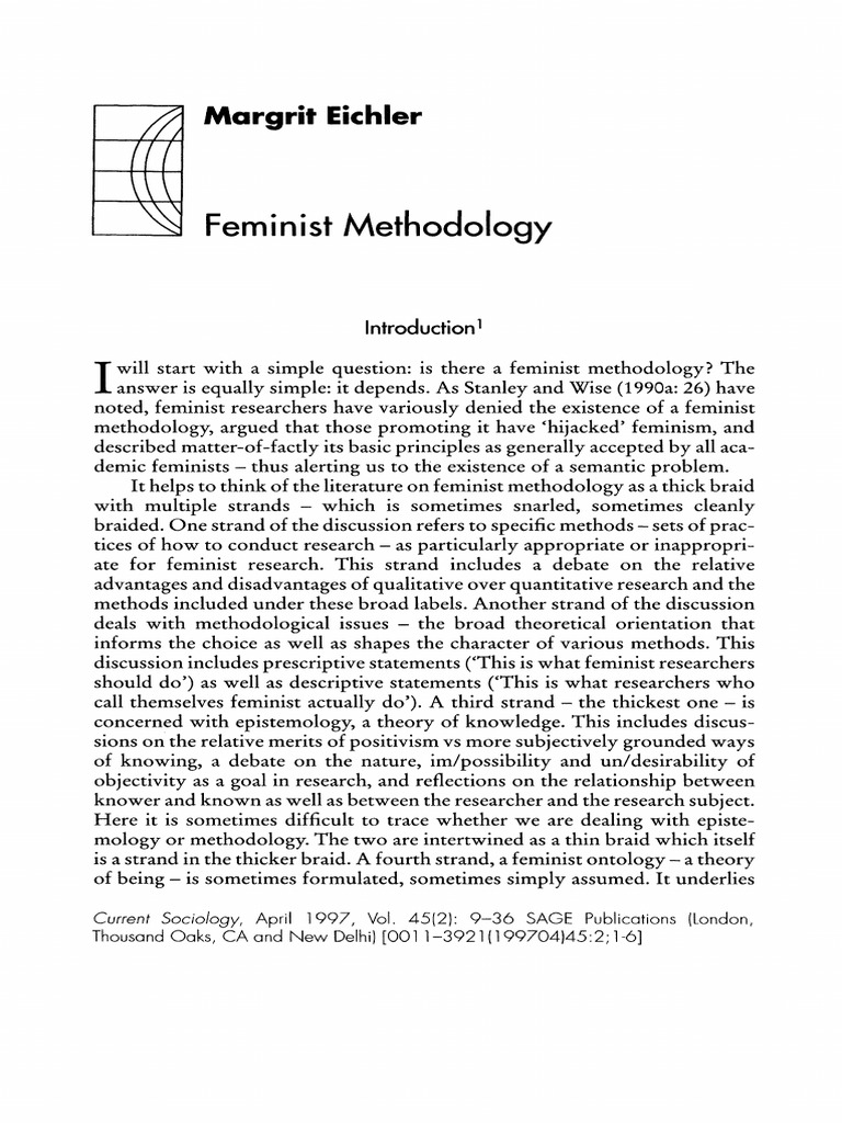 Eichler 1997 Feminist Methodology | PDF