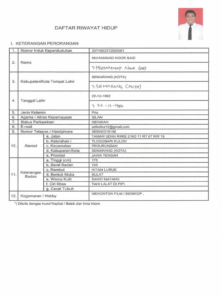 Daftar Riwayat Kerja Said | PDF