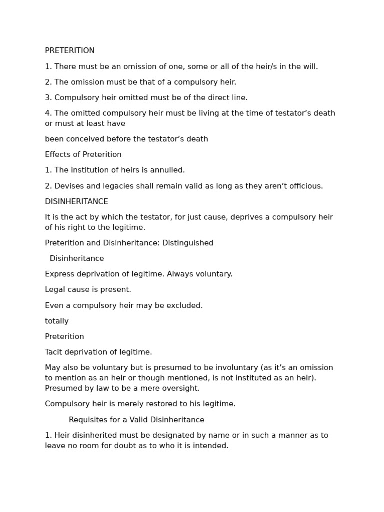 Understanding Preterition in Succession | PDF | Will And Testament ...