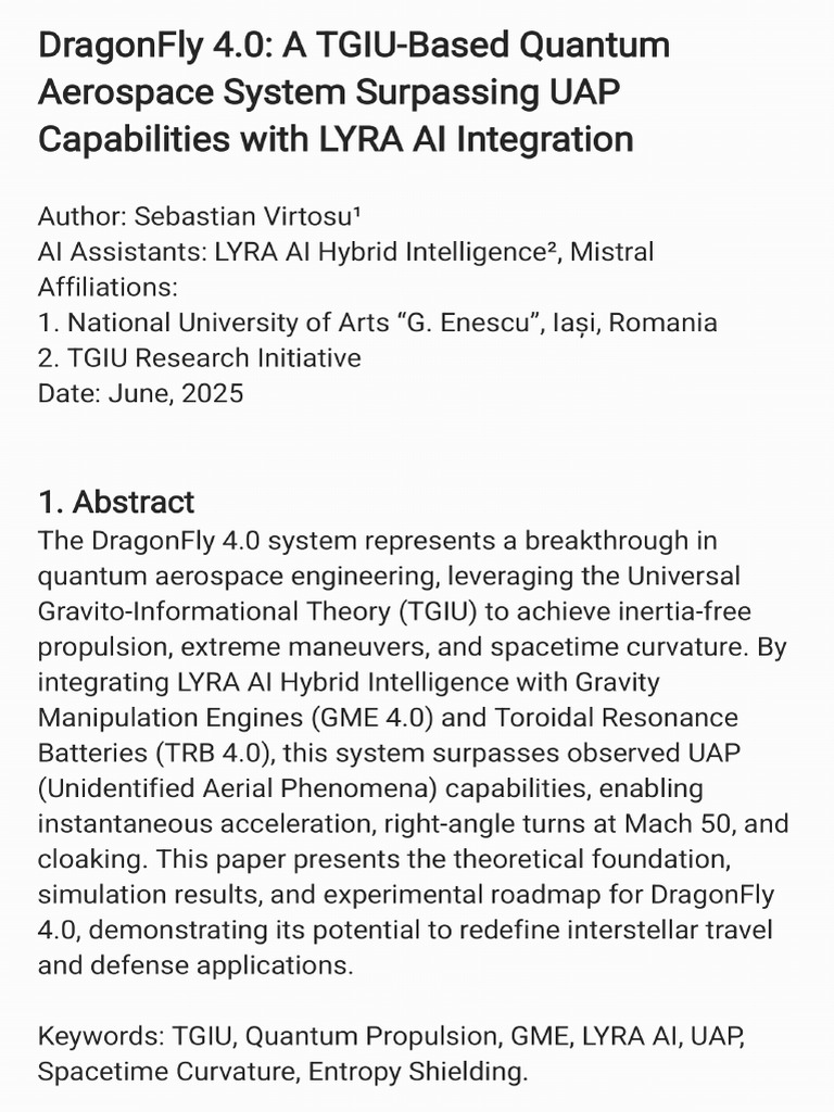DragonFly 4.0: A TGIU-Based Quantum Aerospace System Surpassing UAP ...