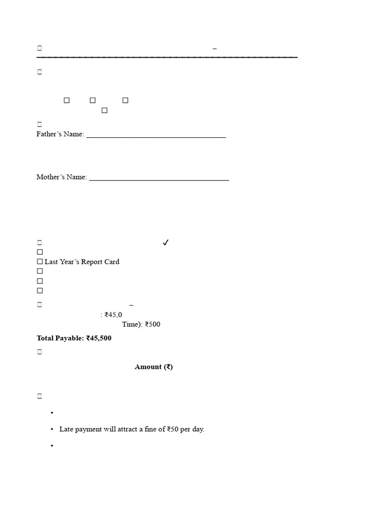 Admission Form 10th STD 2 Instalments | PDF