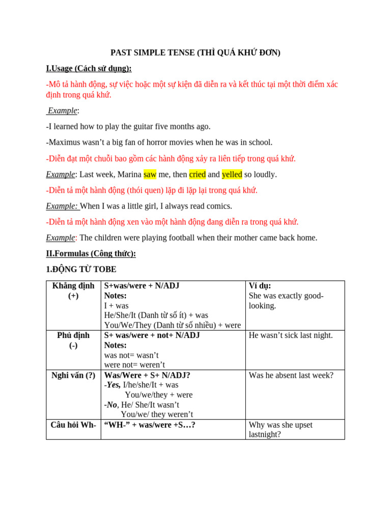 Past Simple Tense | PDF