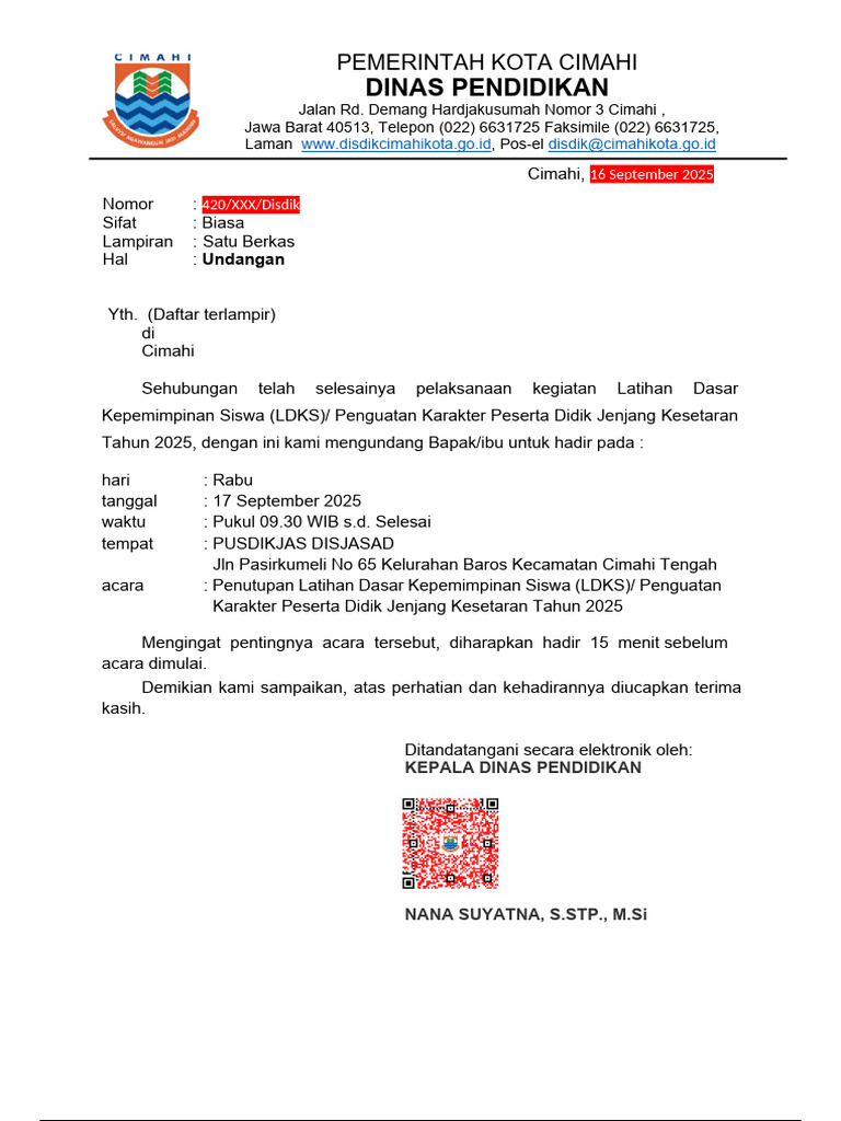 Undangan Penutupan LDKS 2025 | PDF