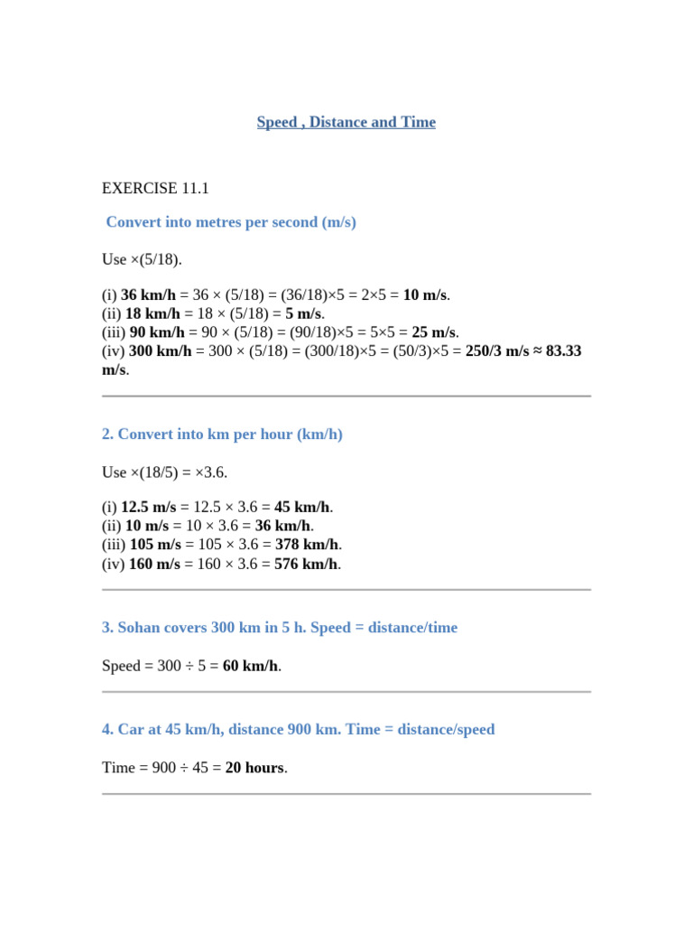 Speed, Distance, and Time Calculations | PDF | Speed | Chess