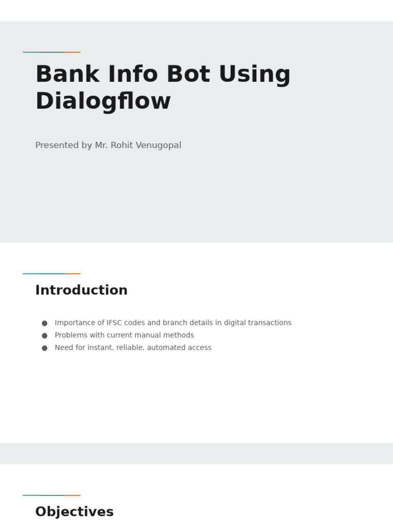 Bank Info Bot Using Dialogflow Presentataion | PDF