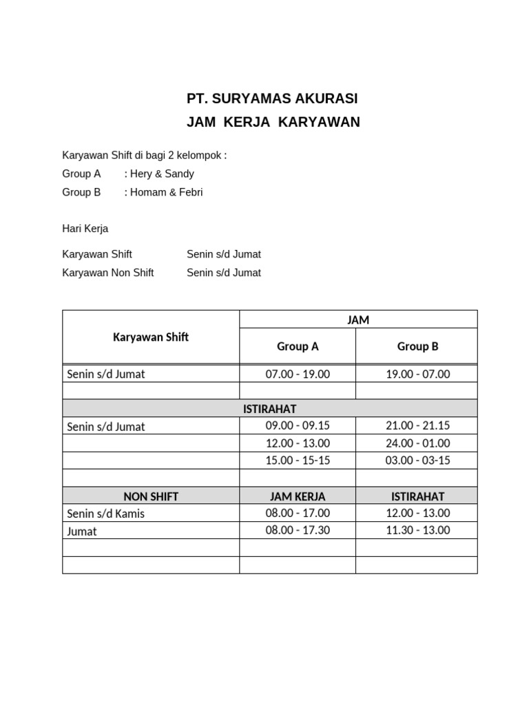 Jam Kerja | PDF