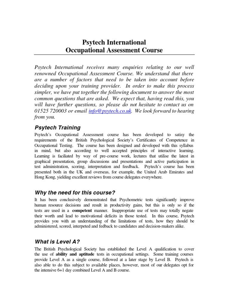 Psytech Training | PDF | Psychological Testing | Standard Score