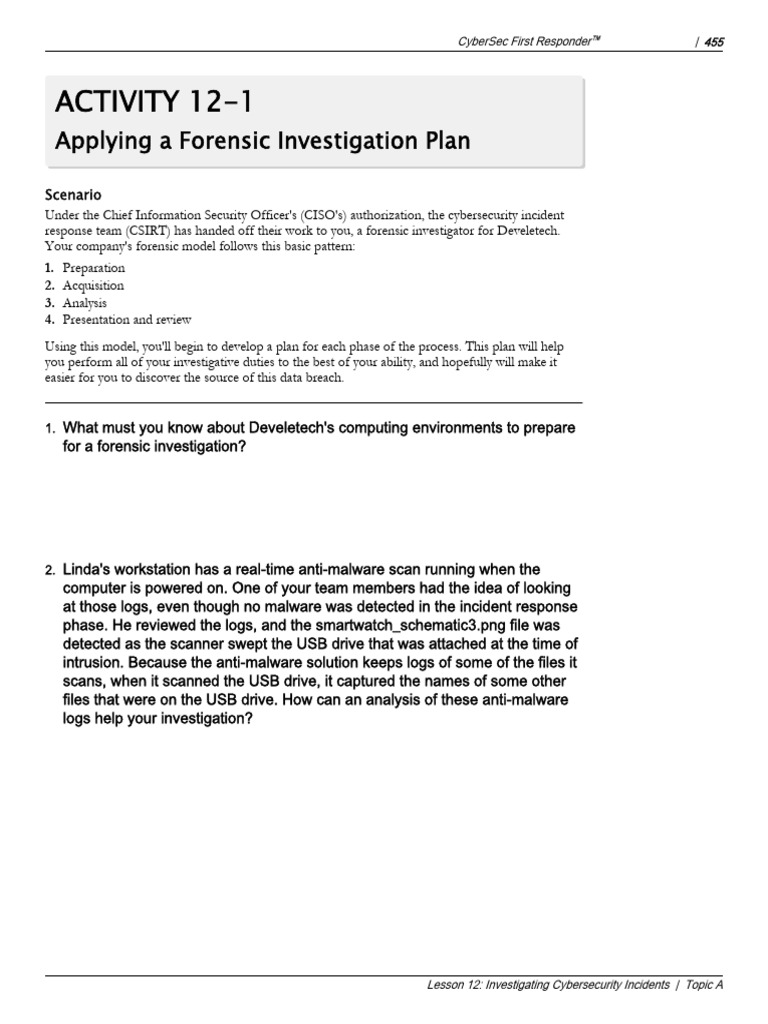 Forensic Investigation Plan Guide | PDF | Computer Forensics | Computing