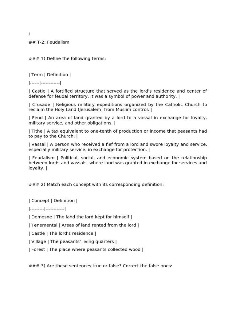 Understanding Feudalism Concepts | PDF