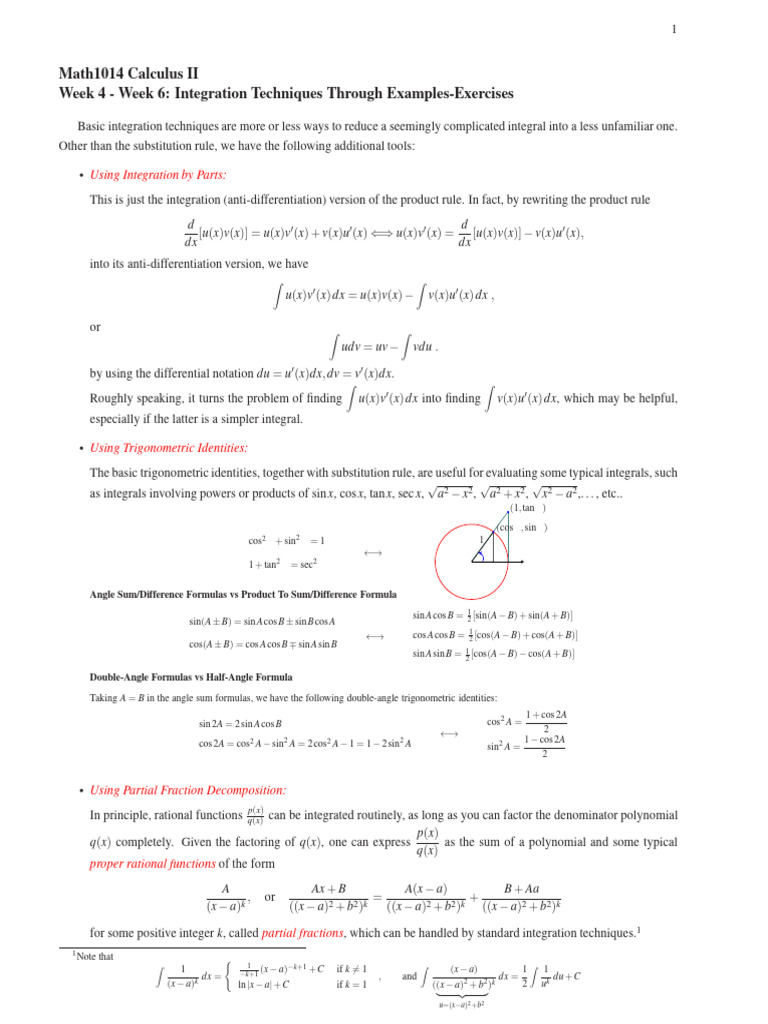 Integration Techniques in Calculus II | PDF | Trigonometric Functions ...