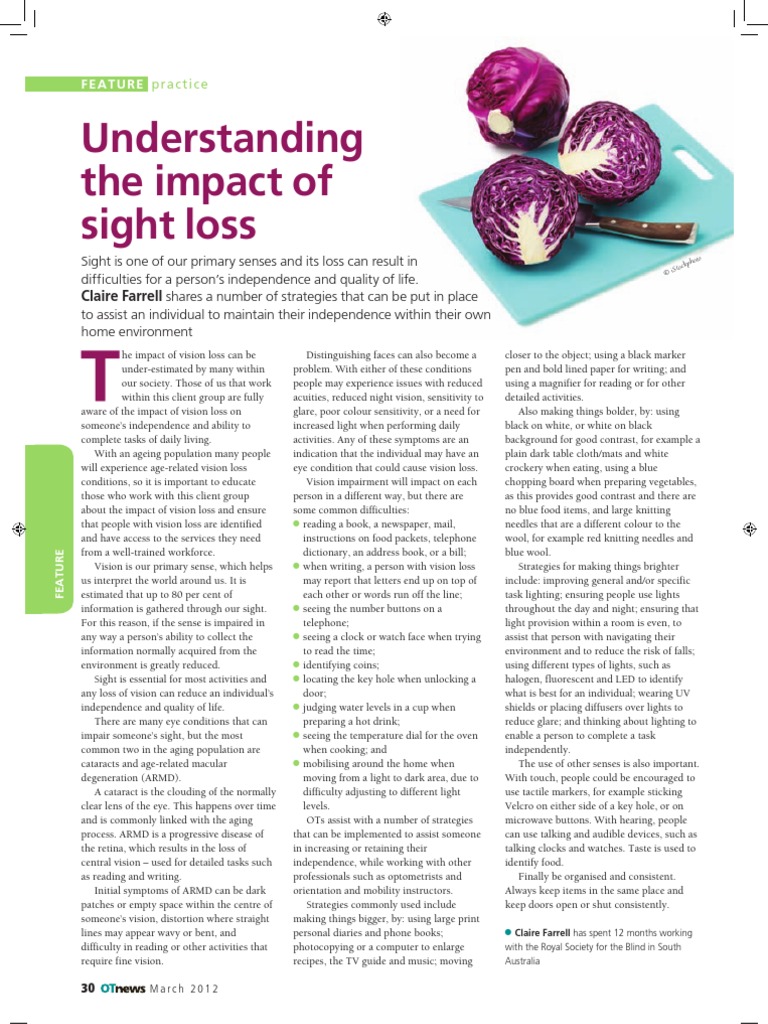 06 Impact of Sight Loss | PDF | Visual Impairment | Visual Perception