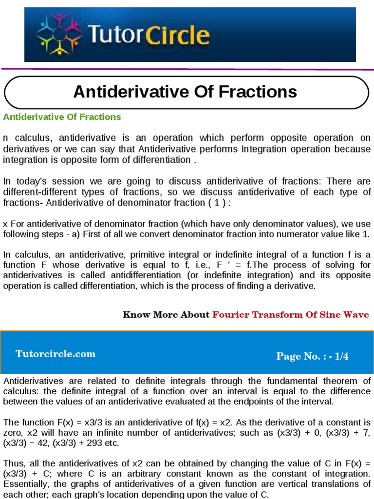 Antiderivative Techniques for Fractions | PDF | Integral | Functions ...