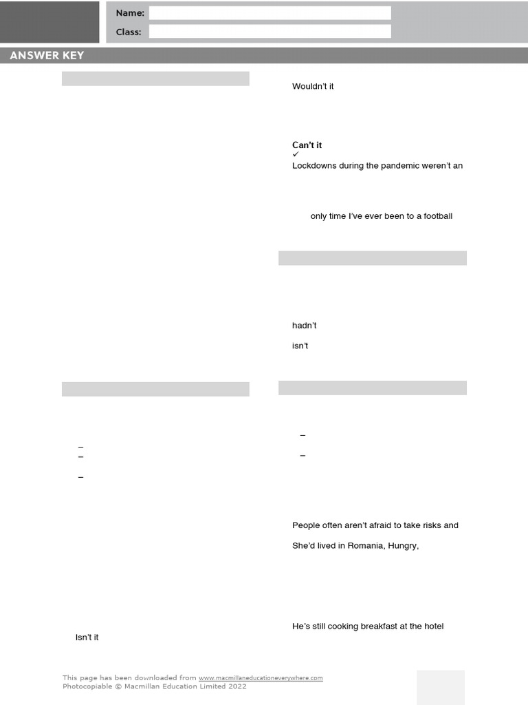 Level6 U9 Test Higher Answer Key | PDF