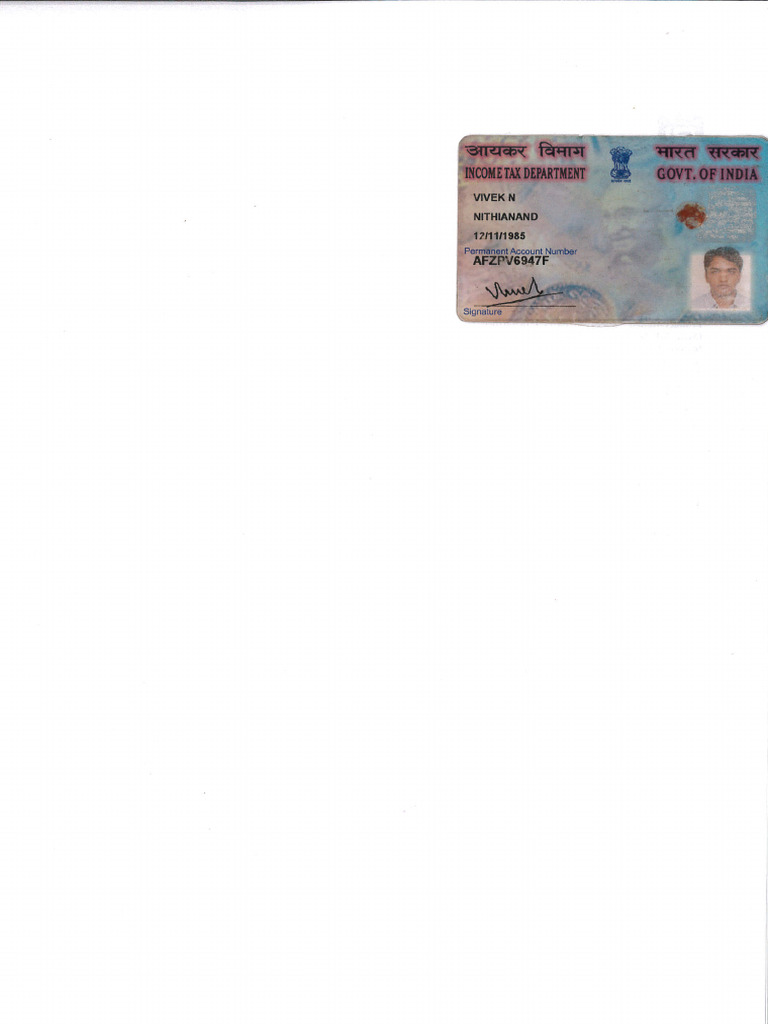 PAN Card - Vivek | PDF