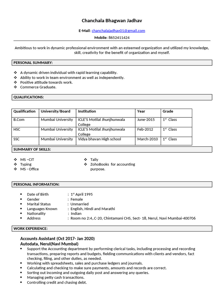 Chanchala - SR Accountant - Flexitest | PDF | Bookkeeping | Business