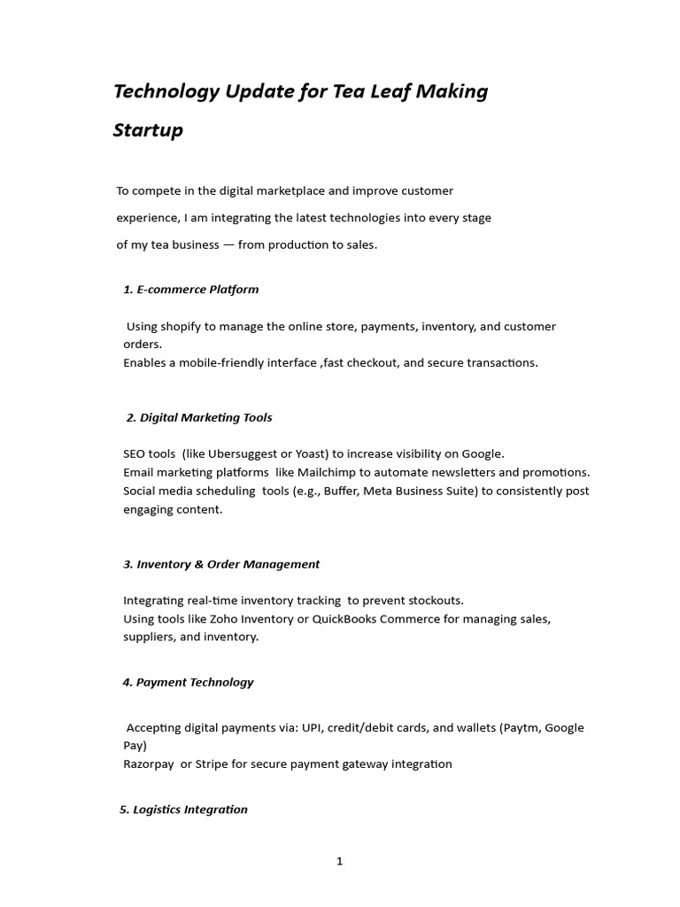 Tech-Driven Strategies for Online Tea Business | PDF | Lean Startup | E ...