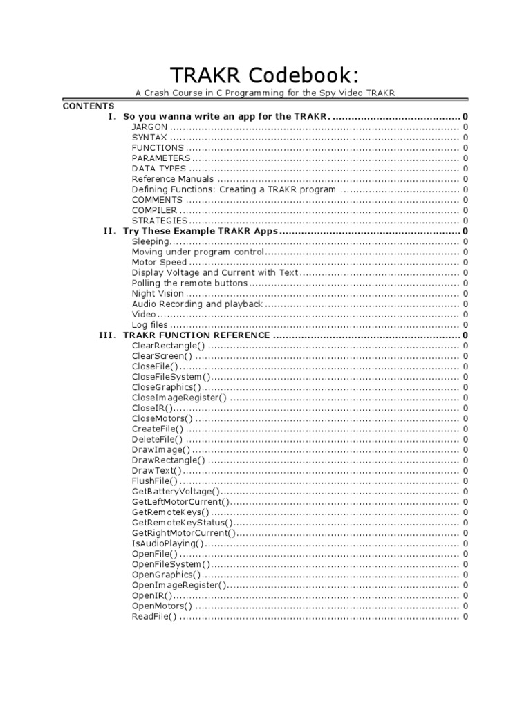 Trakr Programming Manual Pdf Subroutine Integer Computer Science