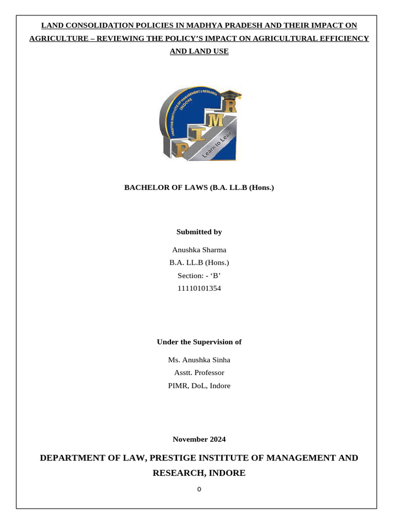 MPLRC Assignment BALLB X Sem | PDF | Agriculture | Infrastructure