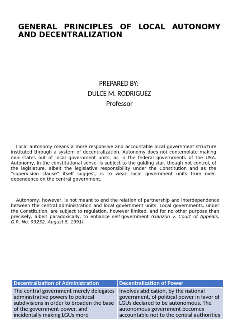 Local Autonomy and Decentralization Explained | PDF | Taxes | Eminent ...