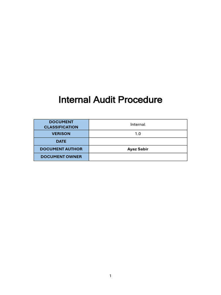 Internal Audit Procedure Overview | PDF | Audit | Internal Audit