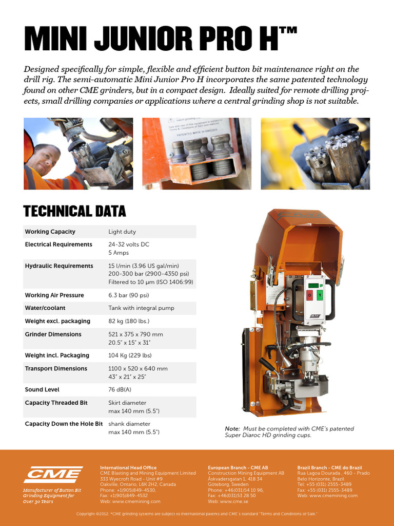 Mini Junior Pro H Grinding Equipment | PDF